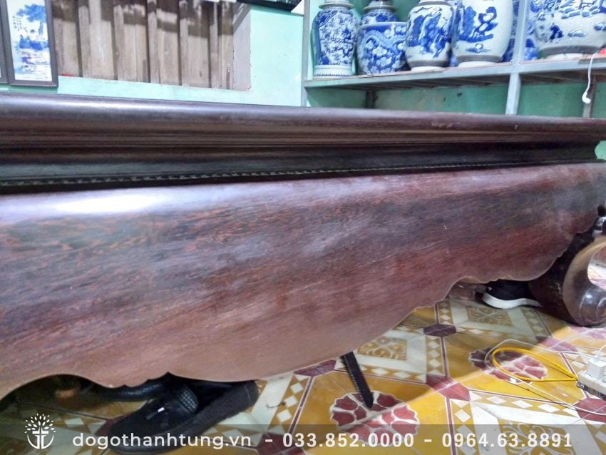 Sập yếm trơn 1m6x2m gỗ mun đuôi công mặt 2 lá siêu dầy (Chú Thiên, Bình ...